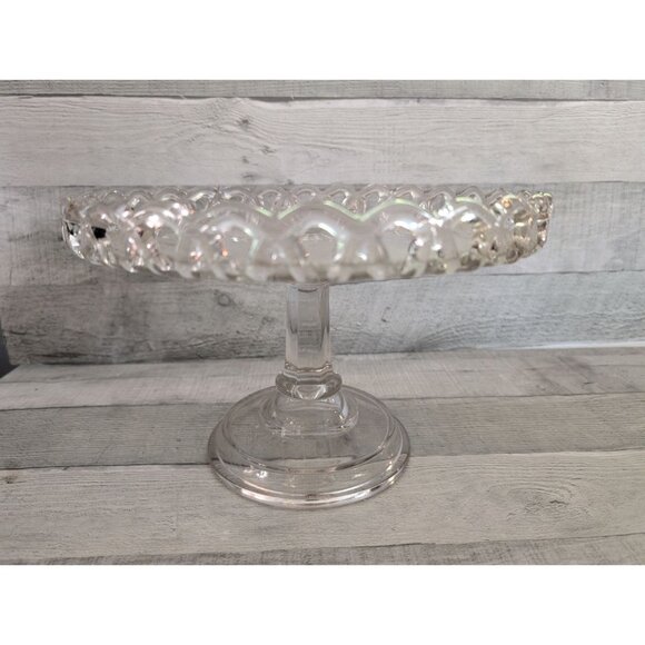 Dining | Vintage Eapg Pressed Glass Pedestal Cake Stand Lace Edge ...
